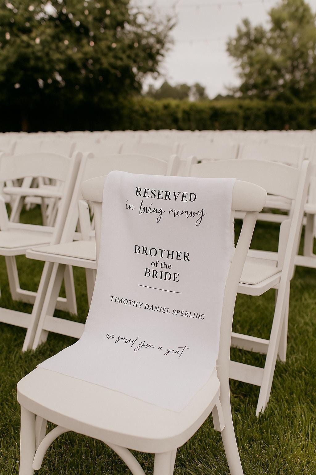 Reserved in Loving Memory Linen Sign | Memorial Seating Banner ...