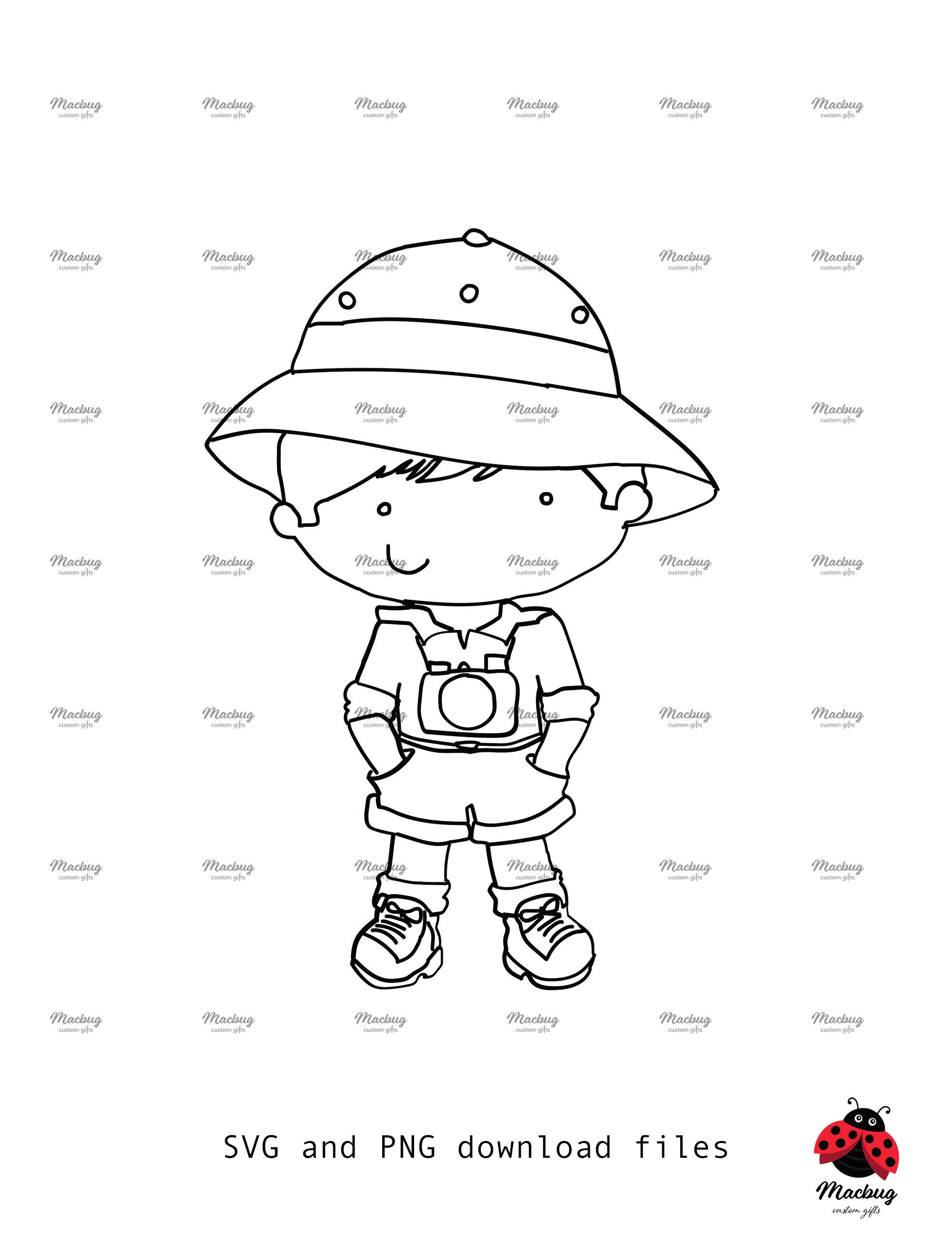 Safari Boy Outline SVG and PNG for Laser Machines - Etsy Finland