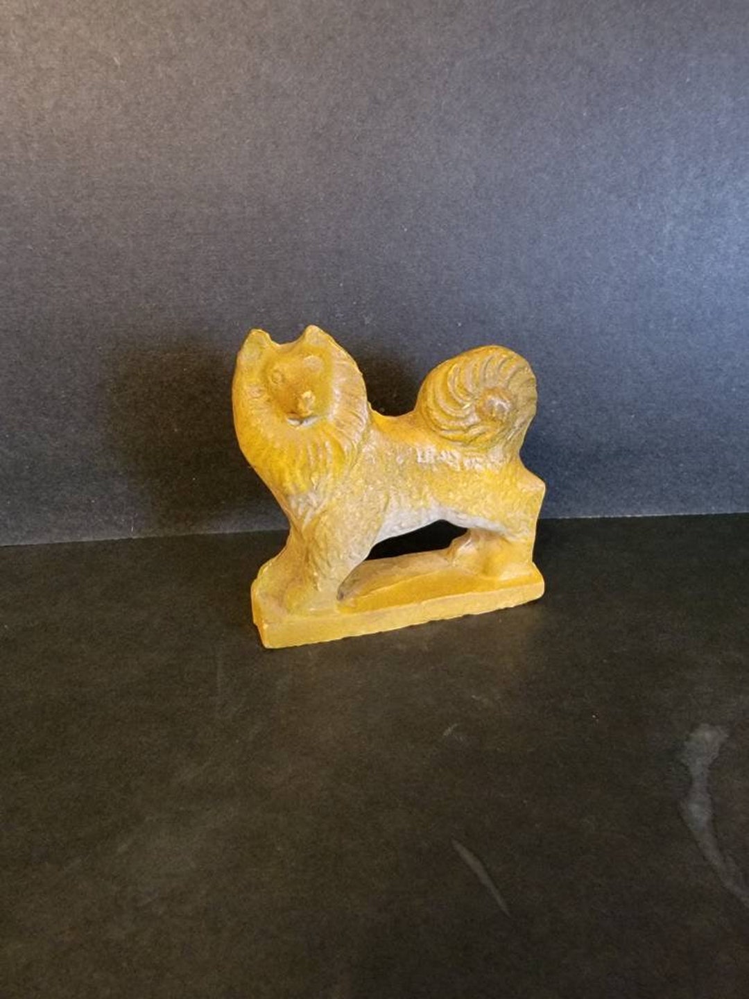 Vintage Chalkware Dog Statue Husky Pomeranian on Base 4 X 3 3/4 - Etsy