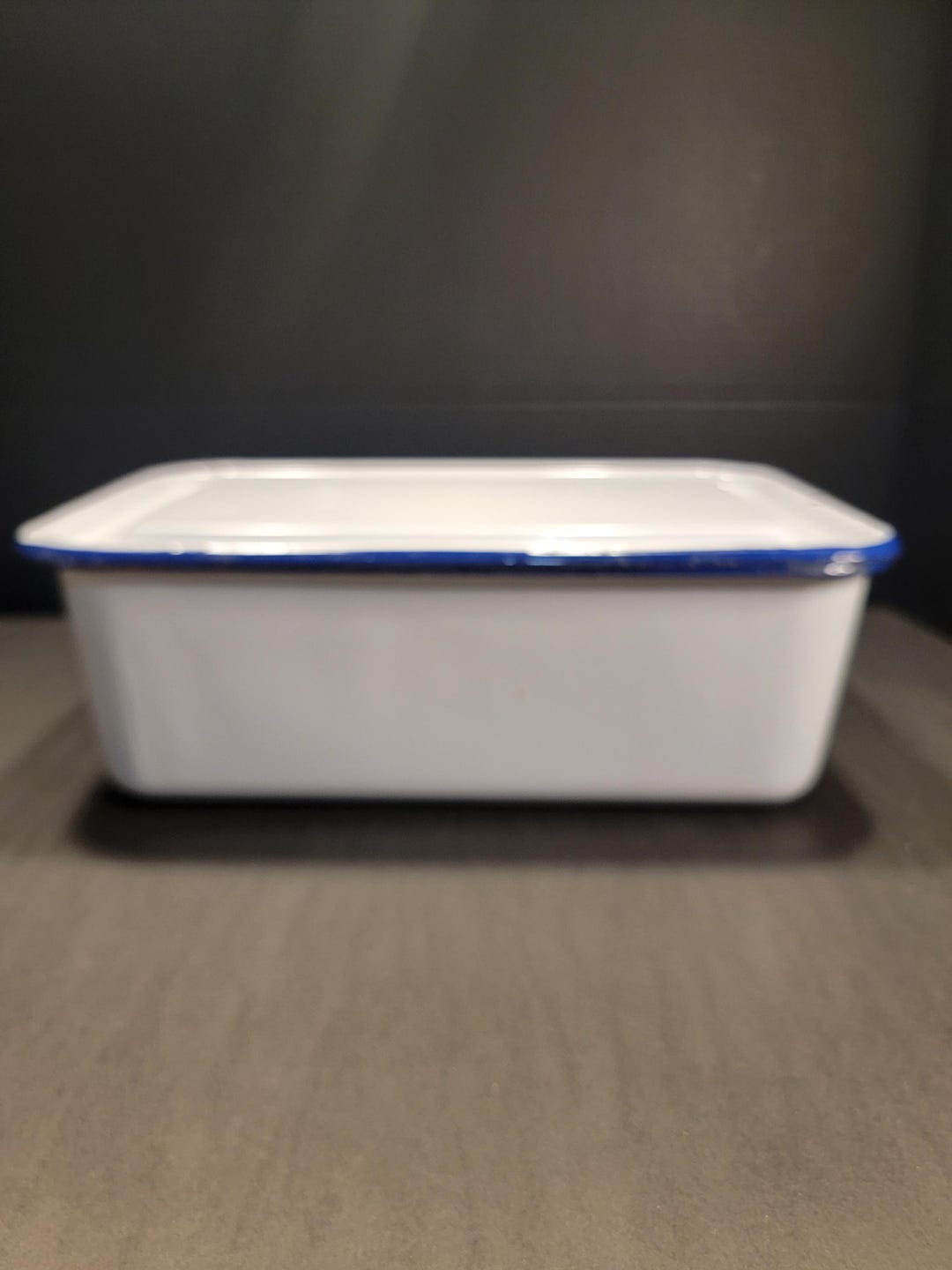 Vintage White Enamelware Rectangular Refrigerator Storage Pan W Lid ...