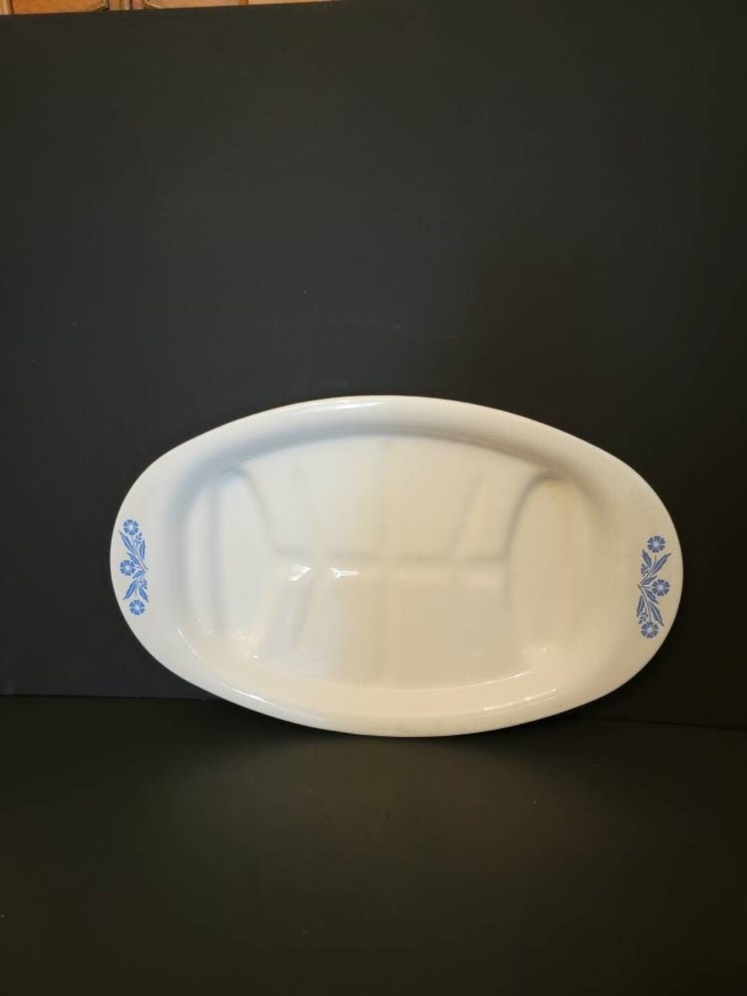 Vintage Corning Ware Meat Carving Serving Platter White With Cornflower ...