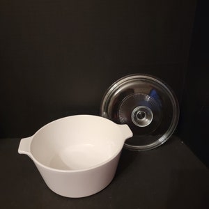 Vintage Corning Ware Round Buffet Server White Casserole Dish W Lid 1 3 ...