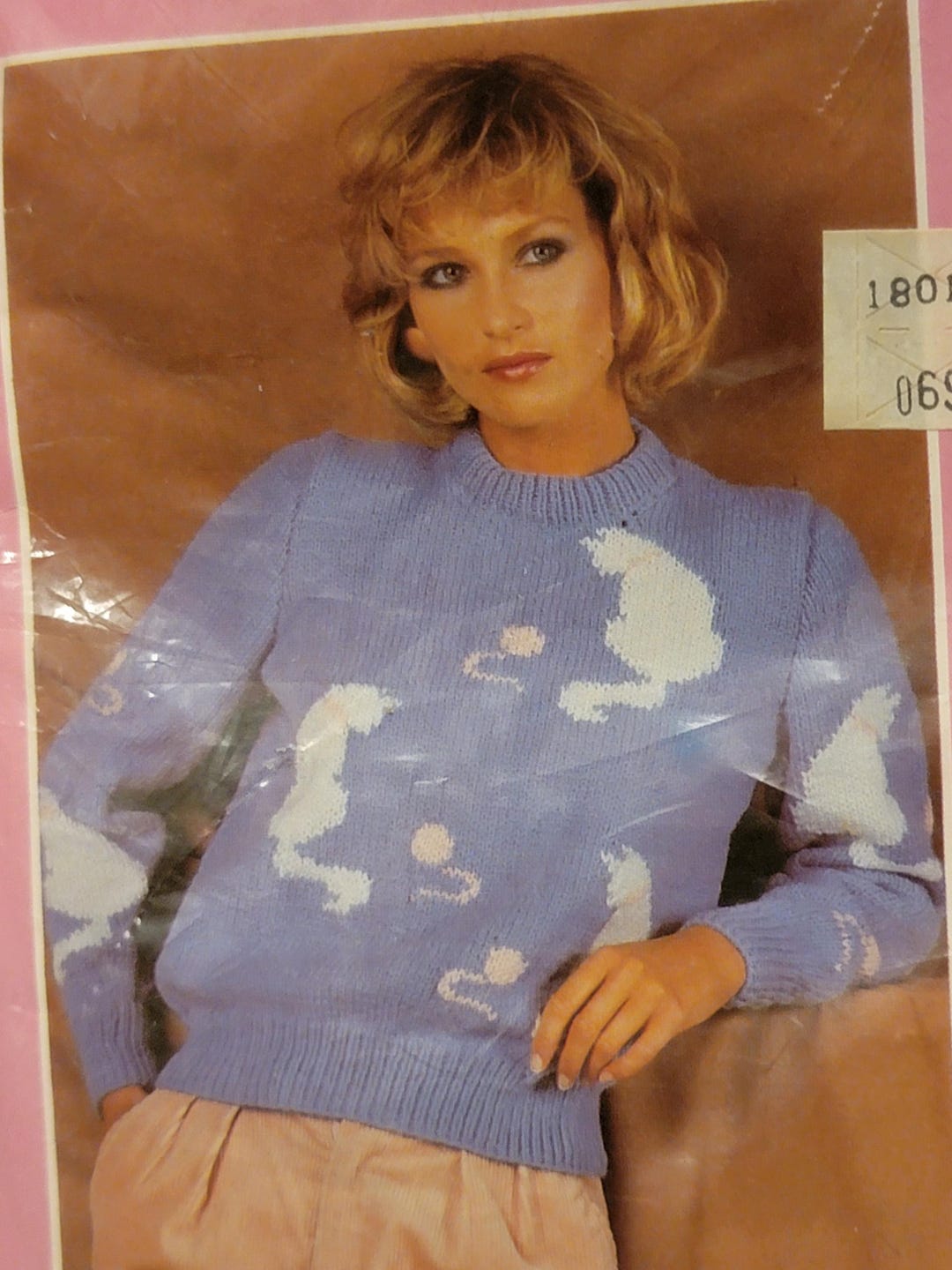 Vintage Mary Maxim Cats Pullover Sweater Kit Instructions #18011 Ladies ...