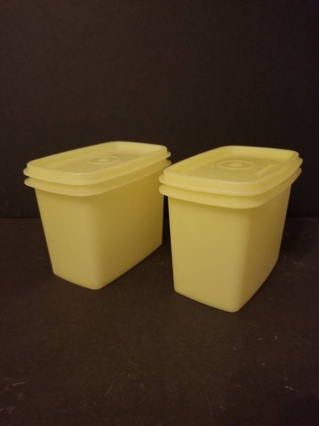 2 Vintage Tupperware® Yellow Shelf Saver Stacking Containers 1243 Seals ...