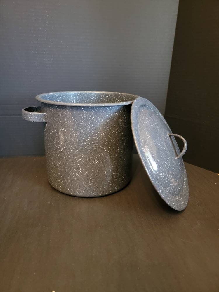 Vintage Gray Speckle Enamelware Stock Pot Lid Porcelain - Etsy