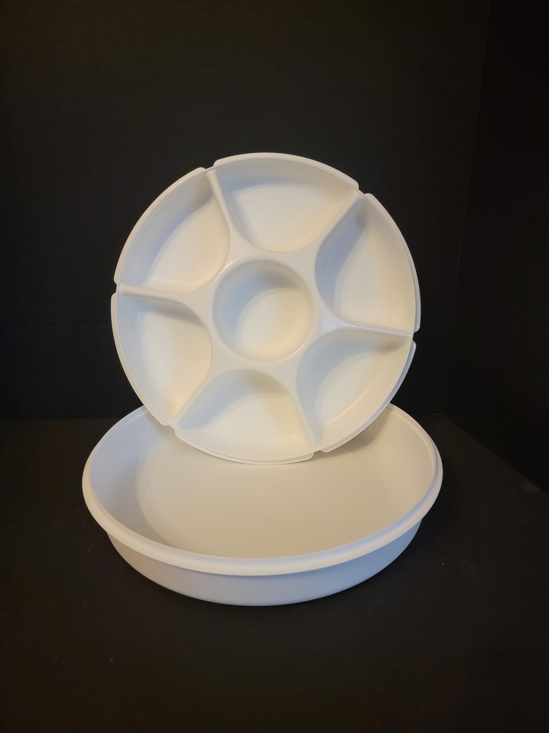 Vintage Tupperware Serving Center Snack Tray Divided Party Platter 7 ...