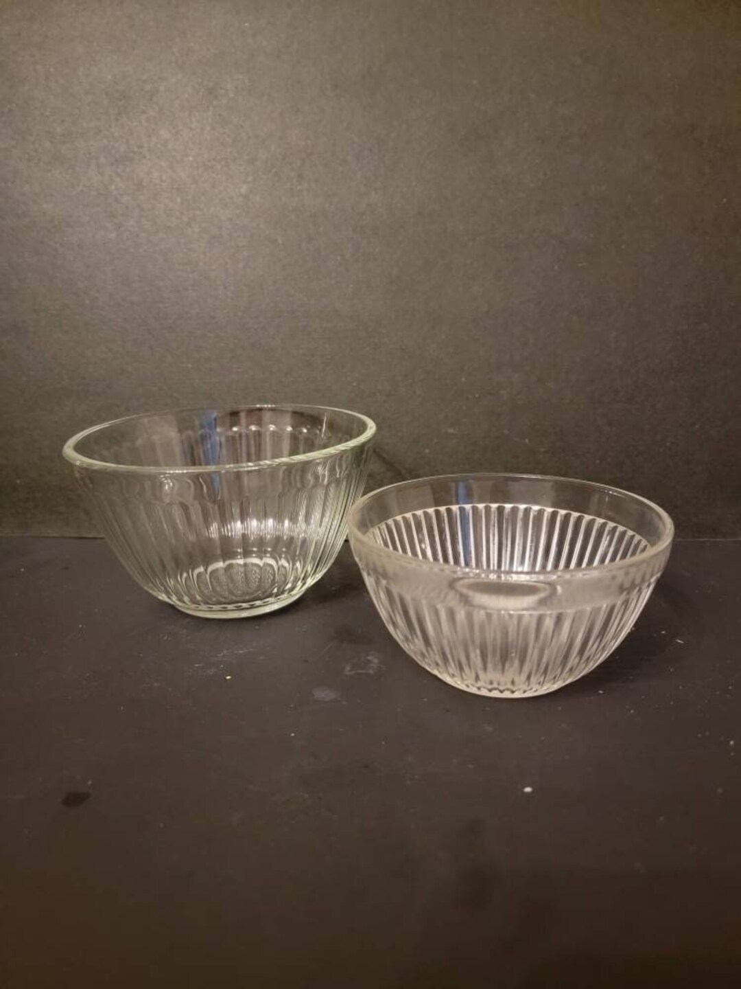 3 Vintage Clear Mixing Bowls Ribbed Sides. 12 Oz 1.5 Cups Serving Bowl ...