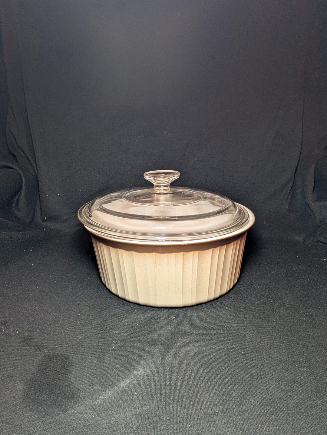 Vintage CORNING WARE Round French Bisque Casserole/souffle Dish W Glass ...