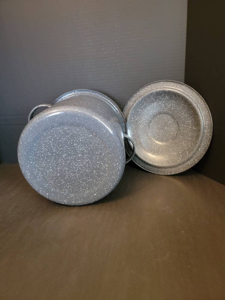 Vintage Gray Speckle Enamelware Stock Pot Lid Porcelain - Etsy
