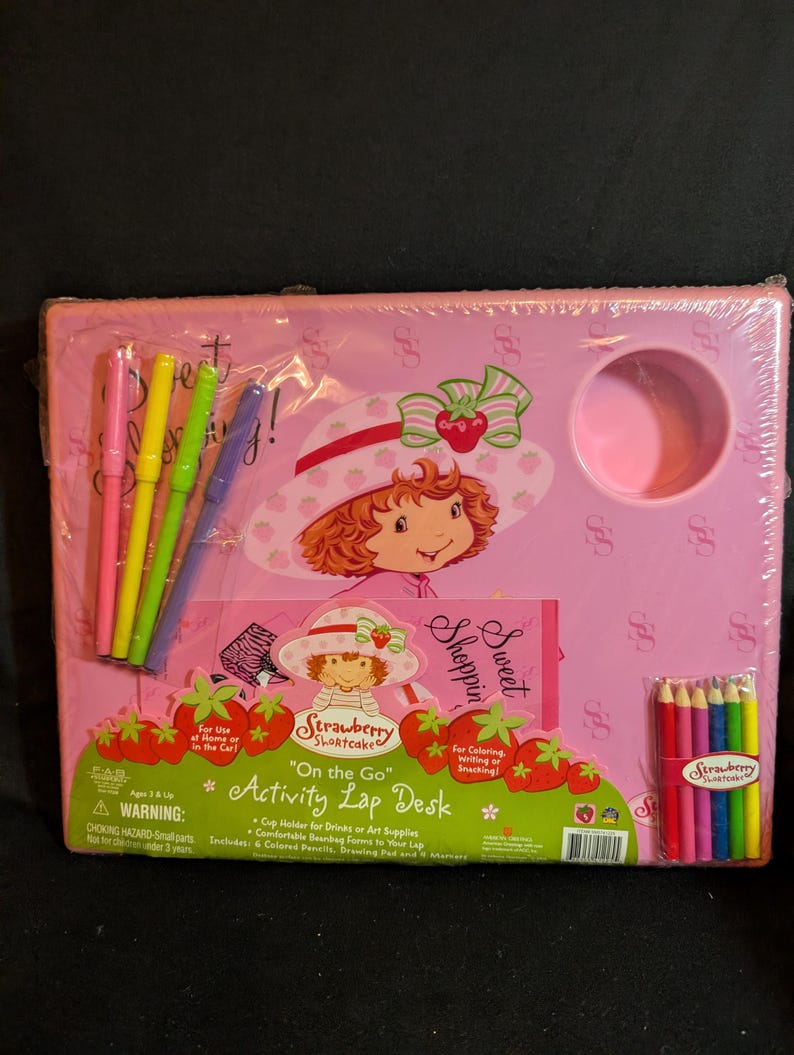 Vintage Strawberry Shortcake "on the Go" Activity Lap Desk Home Car Cup ...