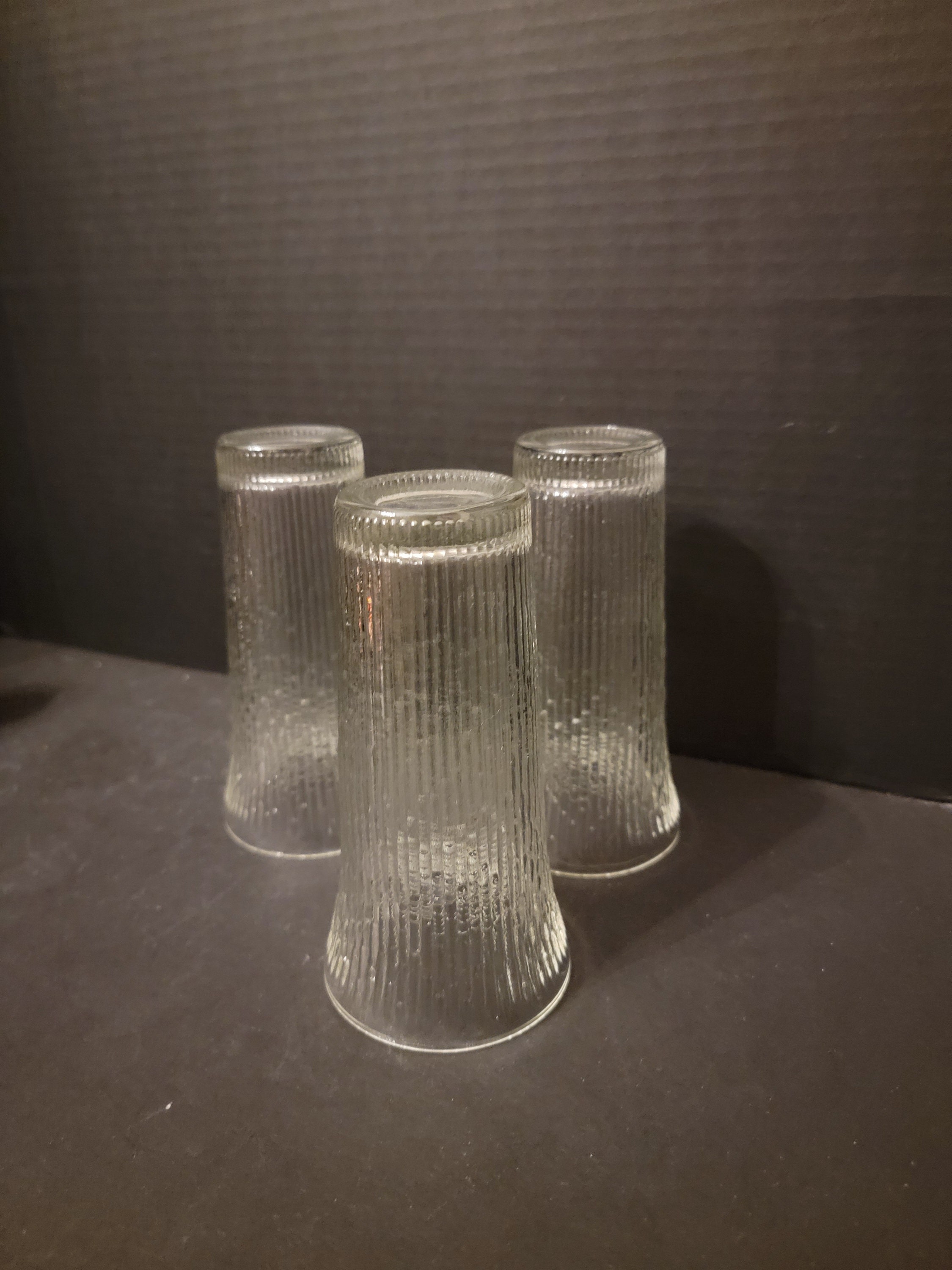 3 Vintage Jeanette Finlandia Ice Tree Bark Glass Tumblers Flared Rim ...