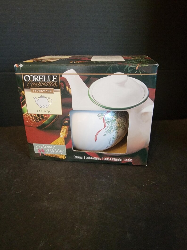 Vintage Corelle Coordinates "callaway Holiday" 1 Qt Teapot Stoneware ...