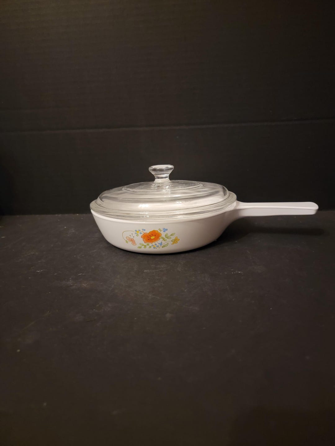 Vintage CORNING WARE Covered Skillet Saucepan Wildflower 6.5" P-113 ...