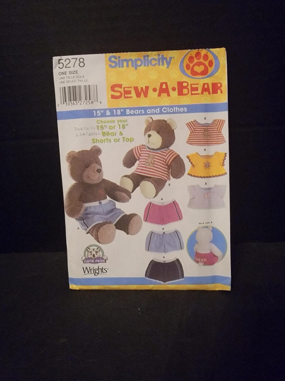 Vintage Simplicity Pattern "sew a Bear" Clothes for 15" & 18" Bear ...