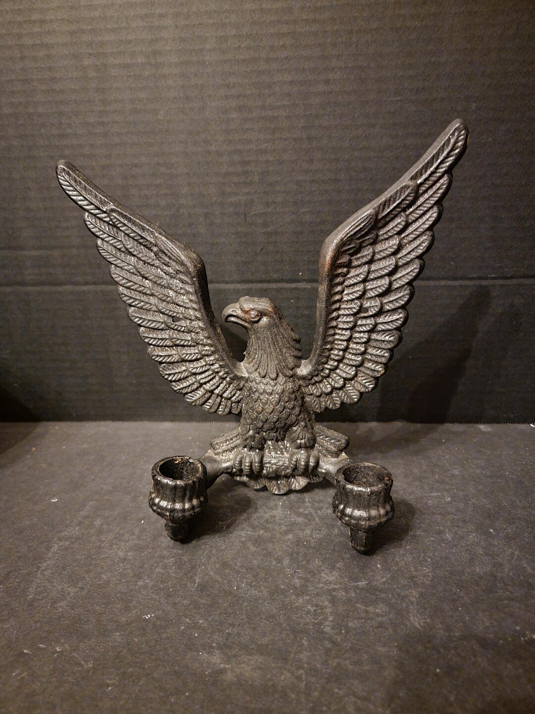 Vintage American Eagle Cast Iron Wall Mount Candle Holder 9.5" Wide X 9 ...