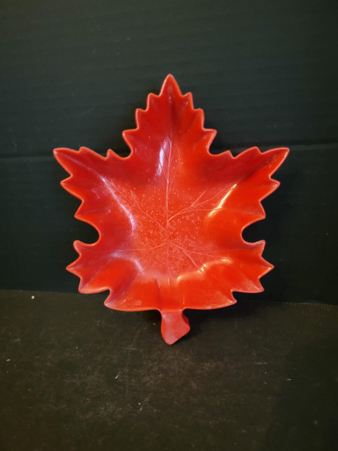 Vintage MCM 50’s Red Plastic Maple Leaf A Rogers Product Candy Bowl ...