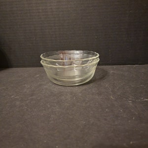 Vintage Pyrex Custard Cups 2 Cups Clear Glass Scalloped Edge 3 Ring 465 ...