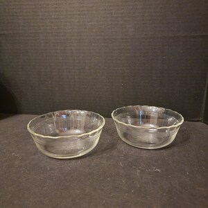 Vintage Pyrex Custard Cups 2 Cups Clear Glass Scalloped Edge 3 Ring 465 ...