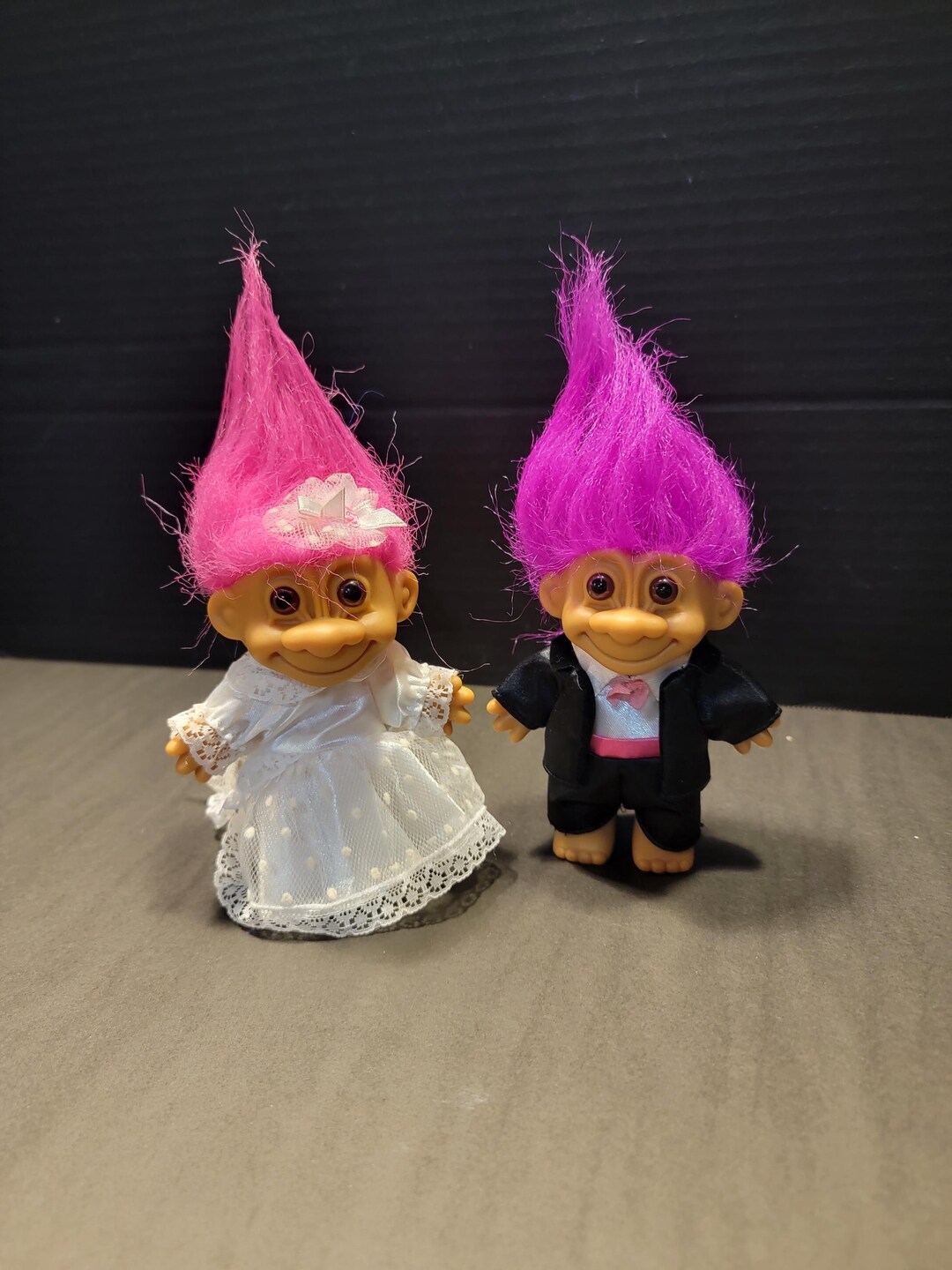 Vintage Russ Wedding Trolls Bride Groom 4.5 Dolls Pink & Purple Hair - Etsy