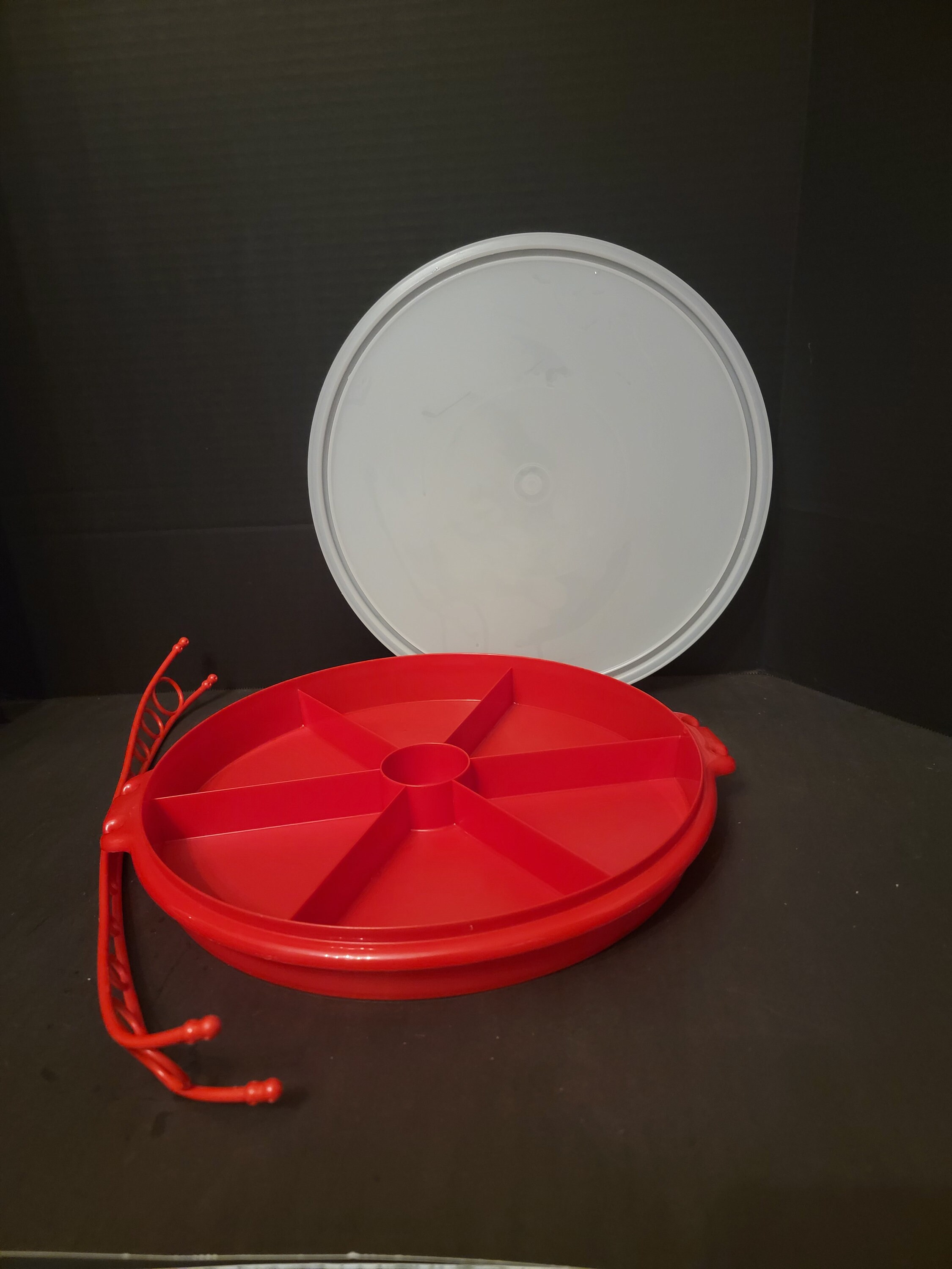 Vintage Red Tupperware Divided Party Platter 405 Round - Etsy