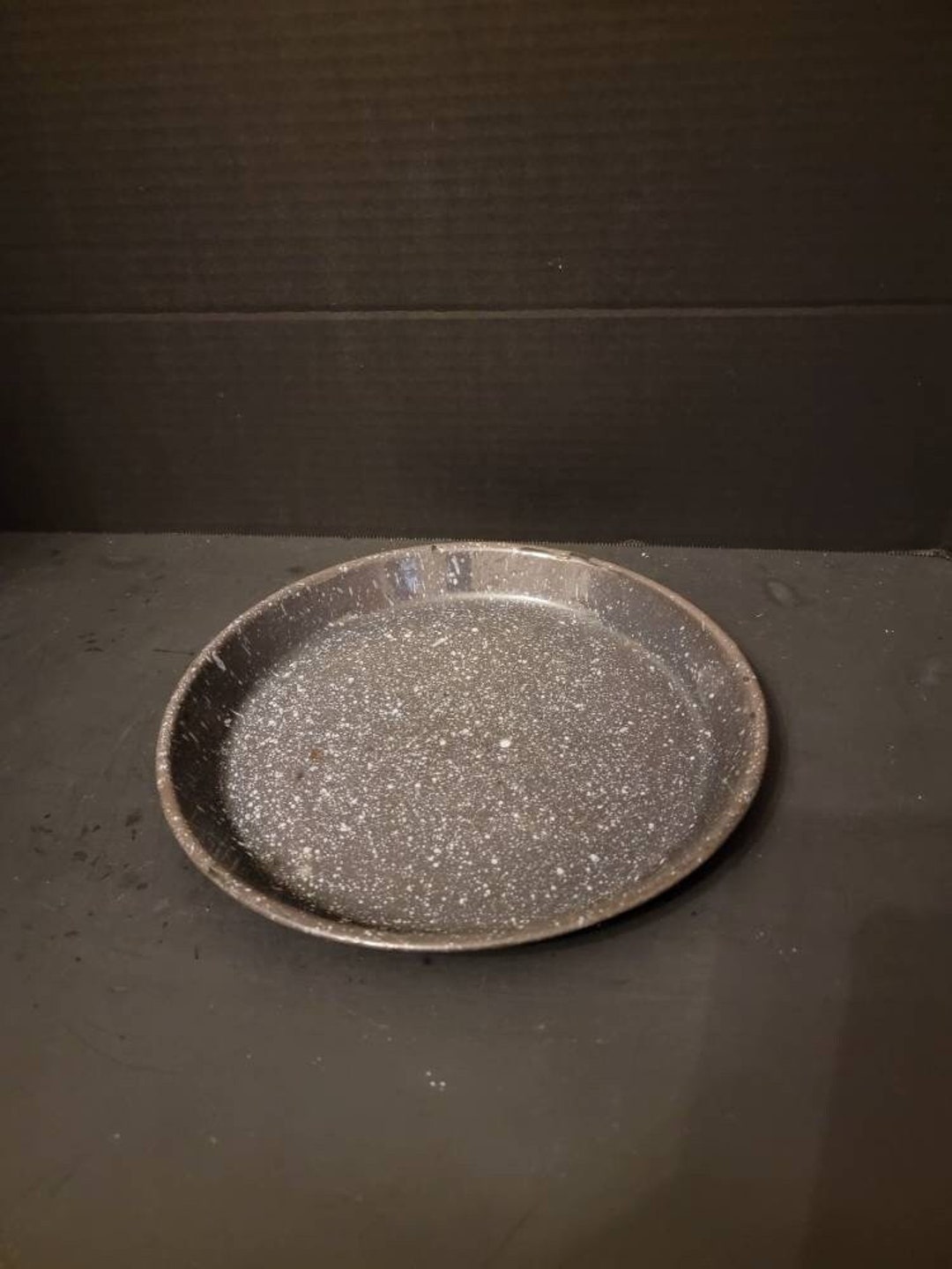Vintage Gray Splatter Graniteware Dinner Plate Enamelware Farmhouse ...