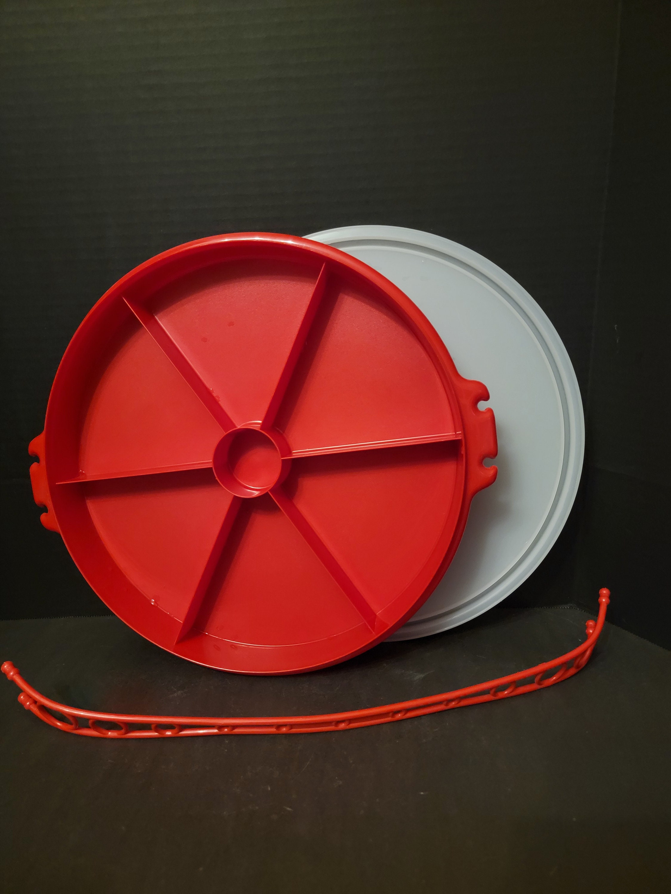 Vintage Red Tupperware Divided Party Platter 405 Round - Etsy