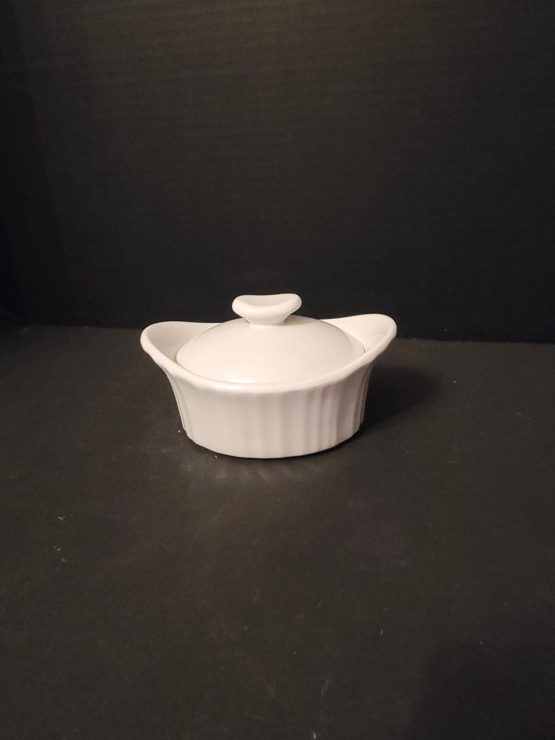 CORNING WARE White Oval Dish Tab Handles Lid Casserole Baker Dish ...