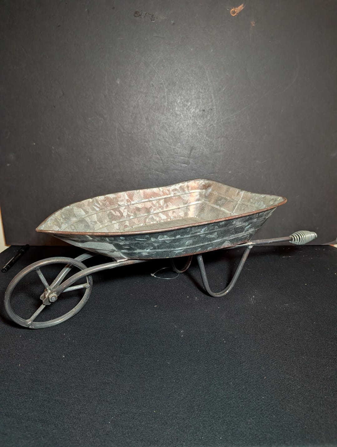 Galvanized Metal Wheelbarrow Decorative Planter Rustic 20" X 9" X 6.5 ...