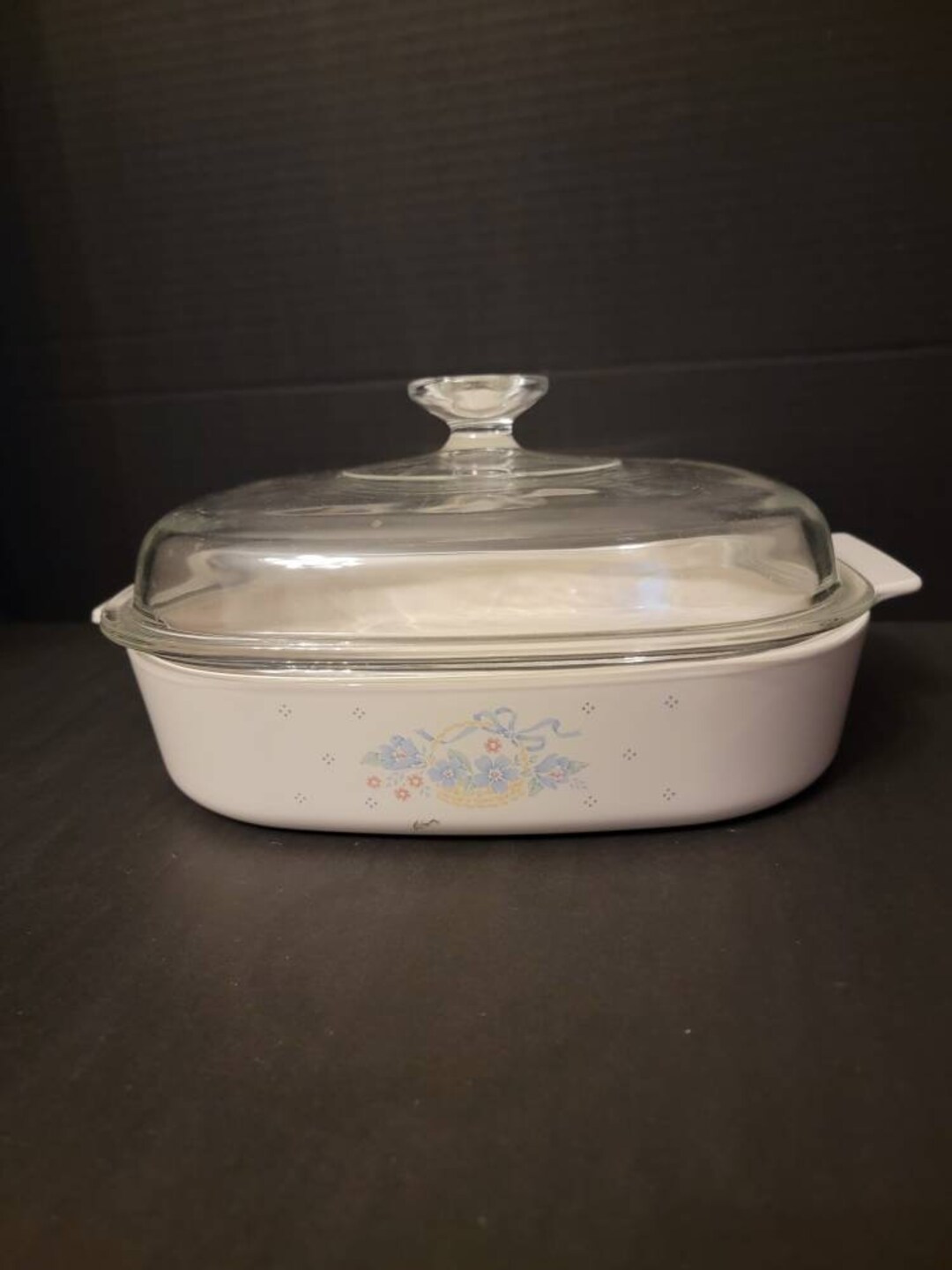 Vintage CORNING WARE Country Cornflower Covered Casserole Dish Lid 10"x ...