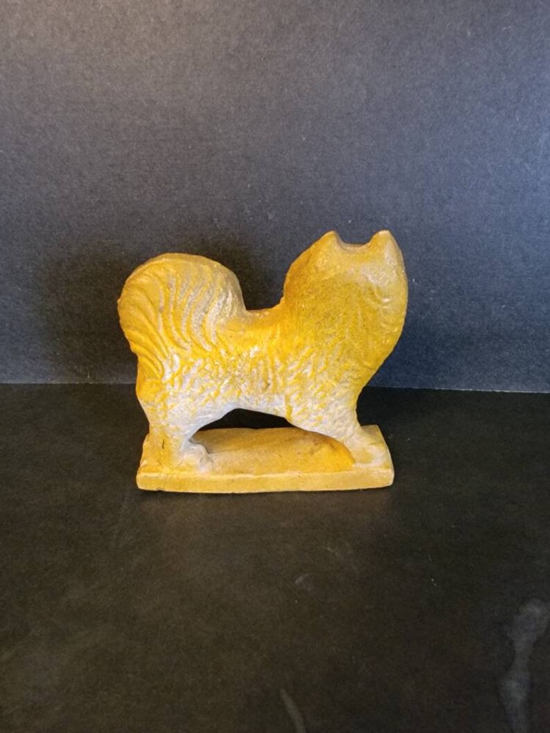 Vintage Chalkware Dog Statue Husky Pomeranian on Base 4 - Etsy