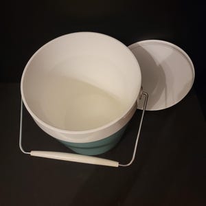 Vintage Insulated Turquoise Ice Bucket Container W Bale Lid White ...
