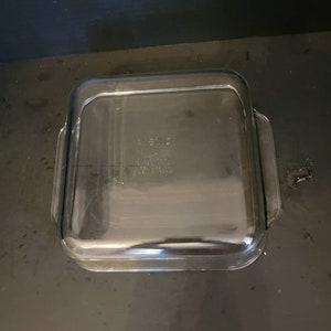 Vintage Pyrex Clear Glass Square Baking Dish Casserole Serveware 8"x8 ...