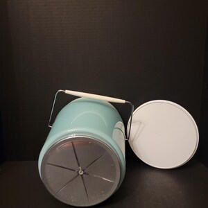 Vintage Insulated Turquoise Ice Bucket Container W Bale Lid White ...