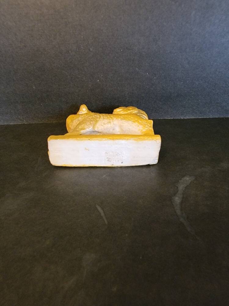 Vintage Chalkware Dog Statue Husky Pomeranian on Base 4 - Etsy