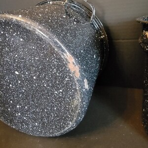 Vintage Enamelware Steamer Stew Pot Blancher Inset Dutch Oven 10" Black ...