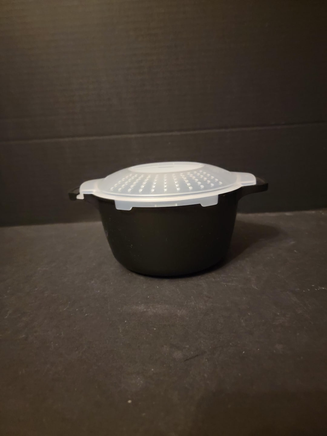 Pampered Chef Micro Cooker Microwave Steamer Strainer Black Clear ...