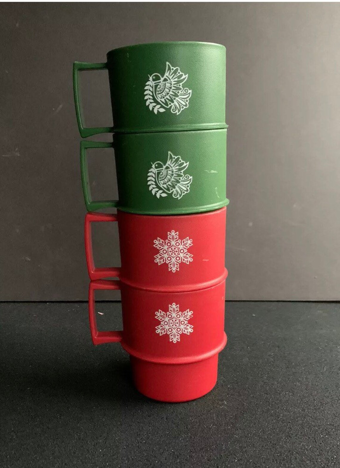 Vintage Tupperware Stackable Mug Christmas Holiday Winter Red - Etsy