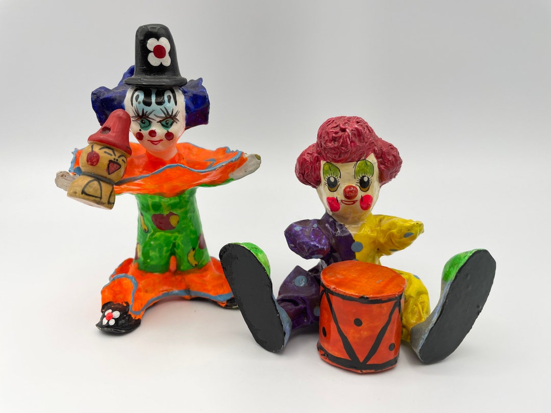 Vintage Mini Plastic Clowns, Plastic Clown Figurines, Nursery Decor ...