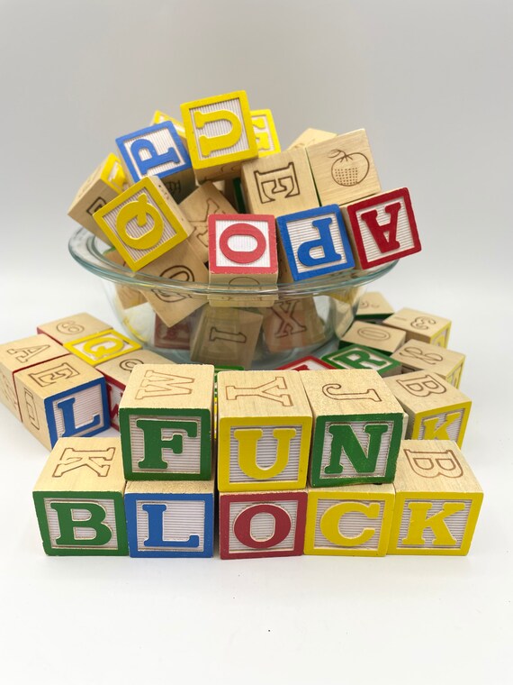 Vintage Wood Alphabet Blocks ABC Blocks Vintage Wood Block Toddler Blocks Etsy UK