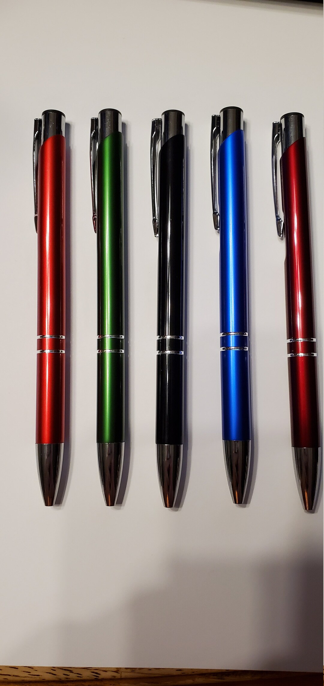 One Custom Engraved Ink Pen Silver Trim Pin Green, Black, Blue, Red ...