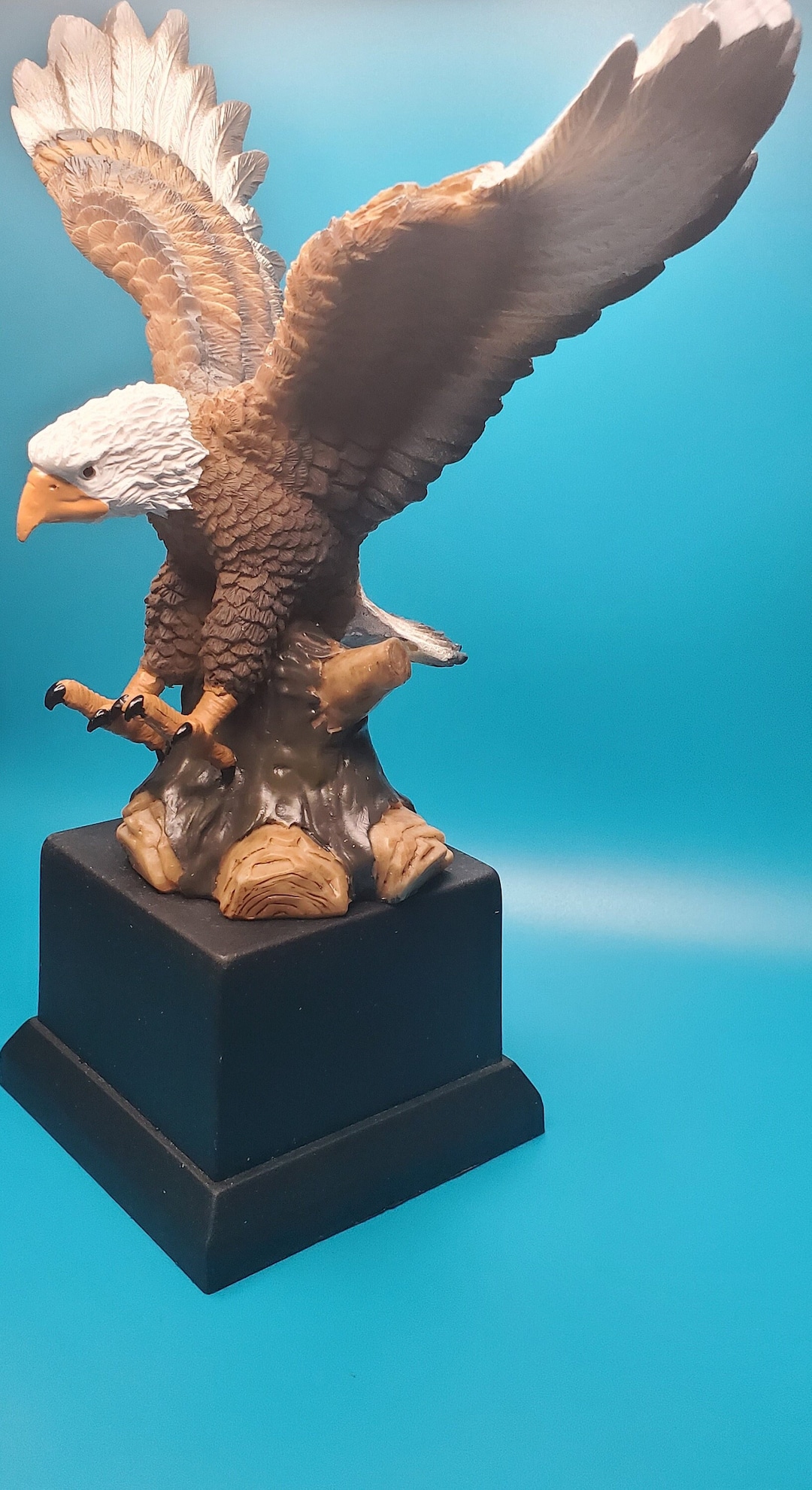7 1/4" Hand Painted Eagle Resin on a 4" X 4" X 2 3/4" Black Base - Etsy