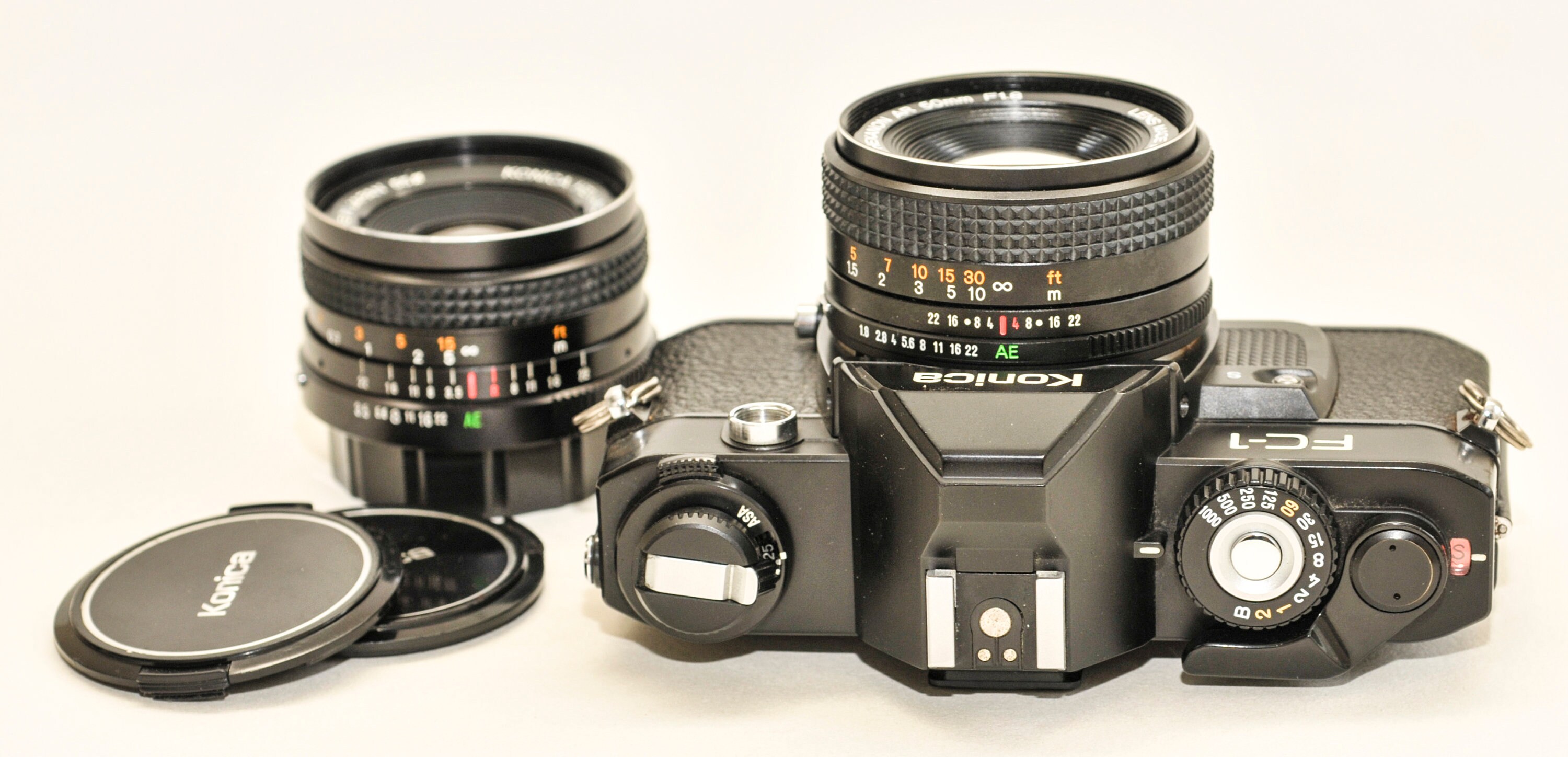KONICA FC-1 Film Camera With 50 Mm F/1.8 and 28 Mm F/3.5 KONICA FC-1 Film Camera With 50 Mm F/1.8 and 28 Mm F/3.5