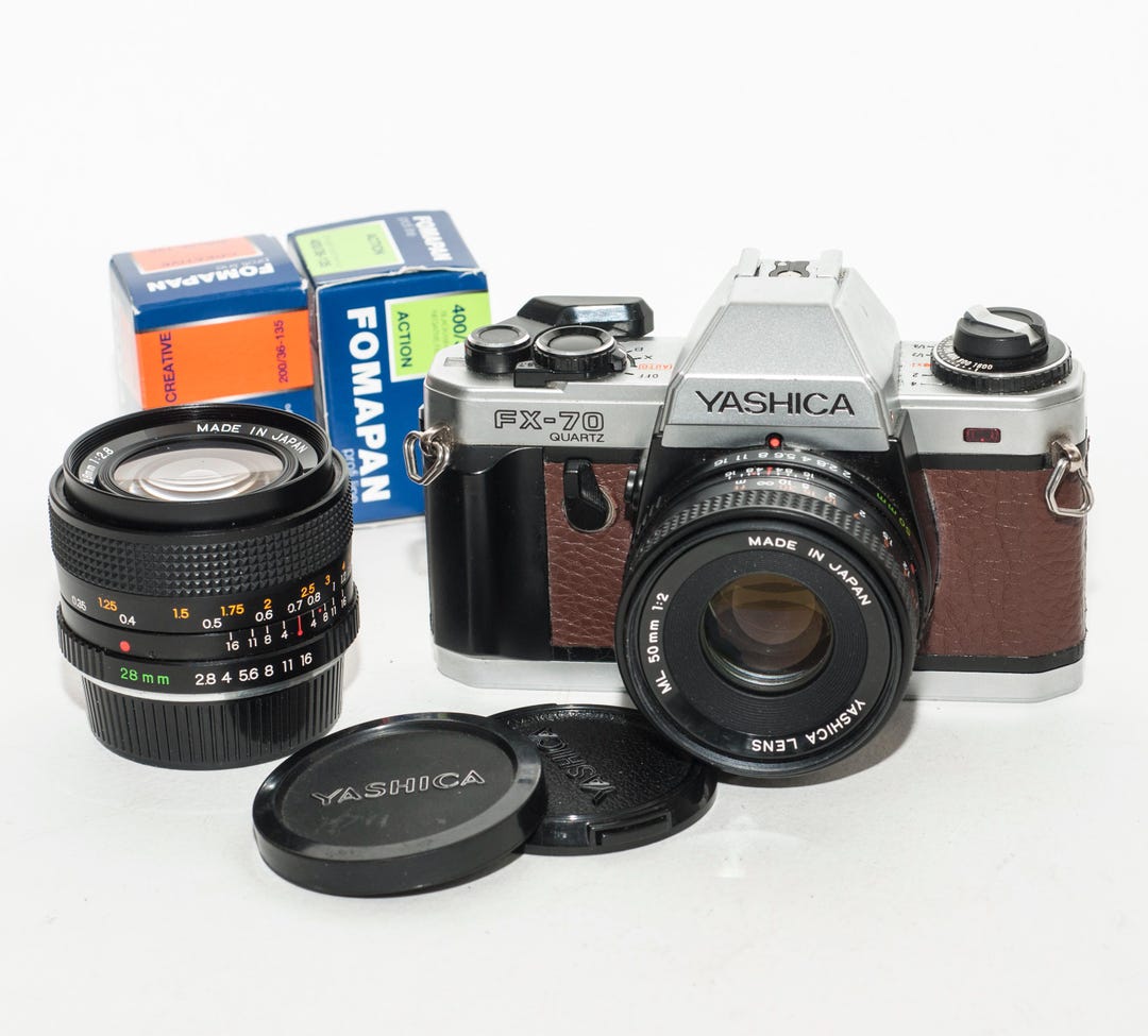 YASHICA FX-70 Quartz Camera: 50mm 28mm Lenses, New Brown Skin - Etsy
