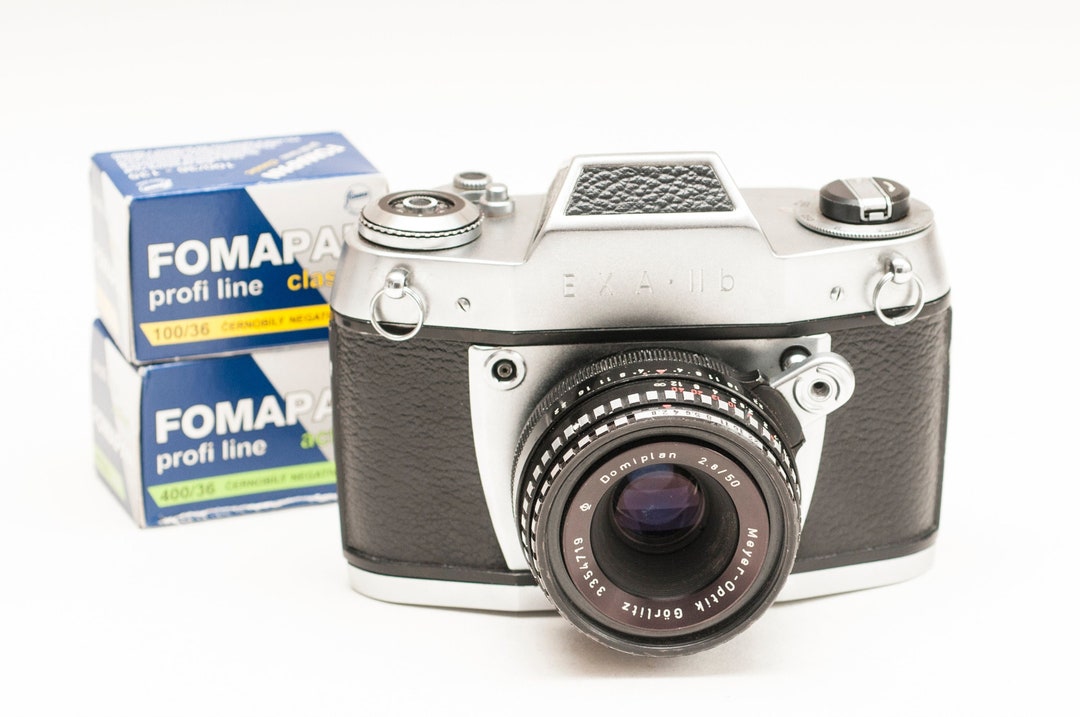 Exa II B 35 Mm Film Camera and 50 Mm F/2.8 DOMIPLAN Lens and Two Films ...