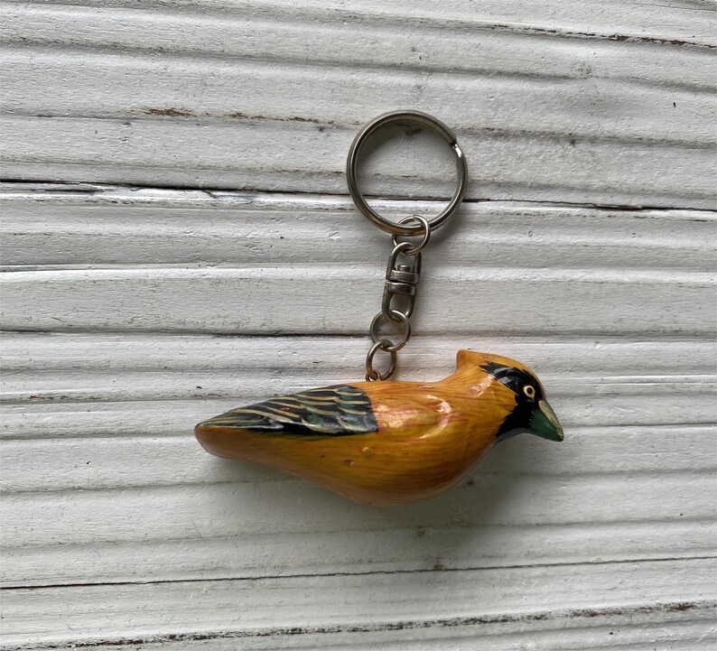 Handmade Carved Wooden Bird Hangings, Bird Animal Key Ring, Bird Key ...