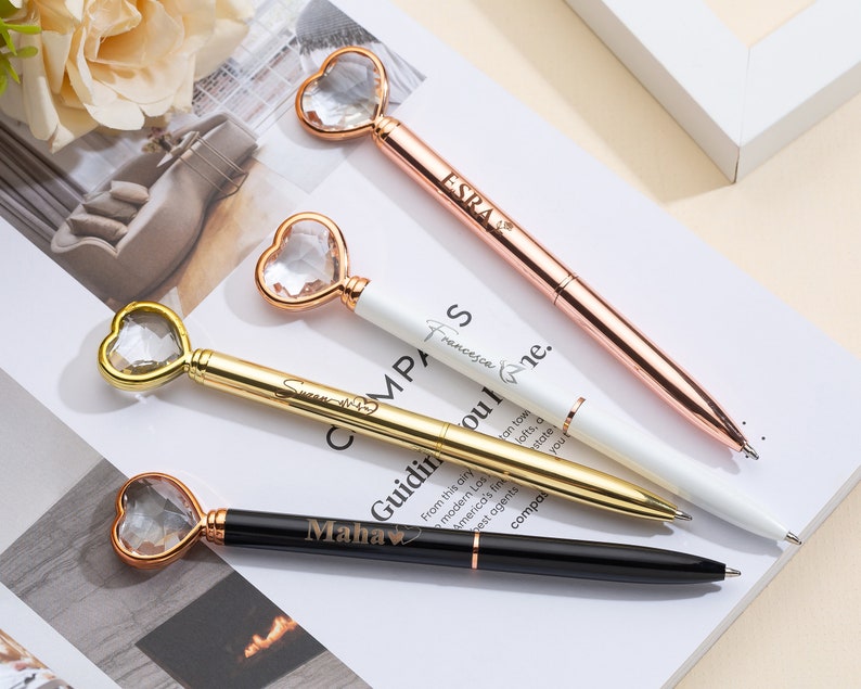 Custom Engraved Diamond Pen,pen Wedding Favors,rose Gold Pens,crystal ...