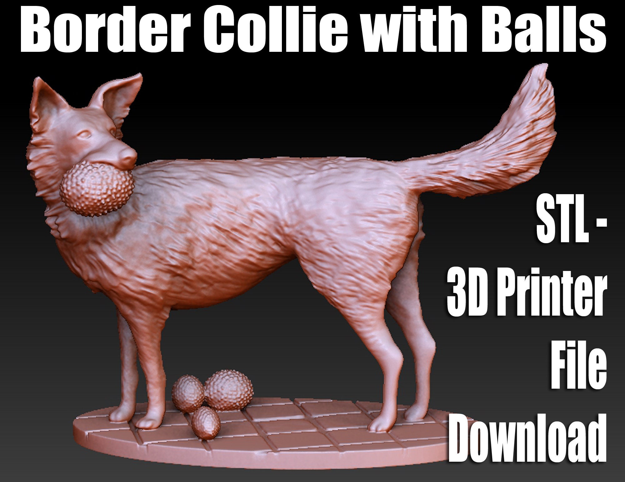 Border Collie Dog - STL File Download for 3d Printers - Etsy
