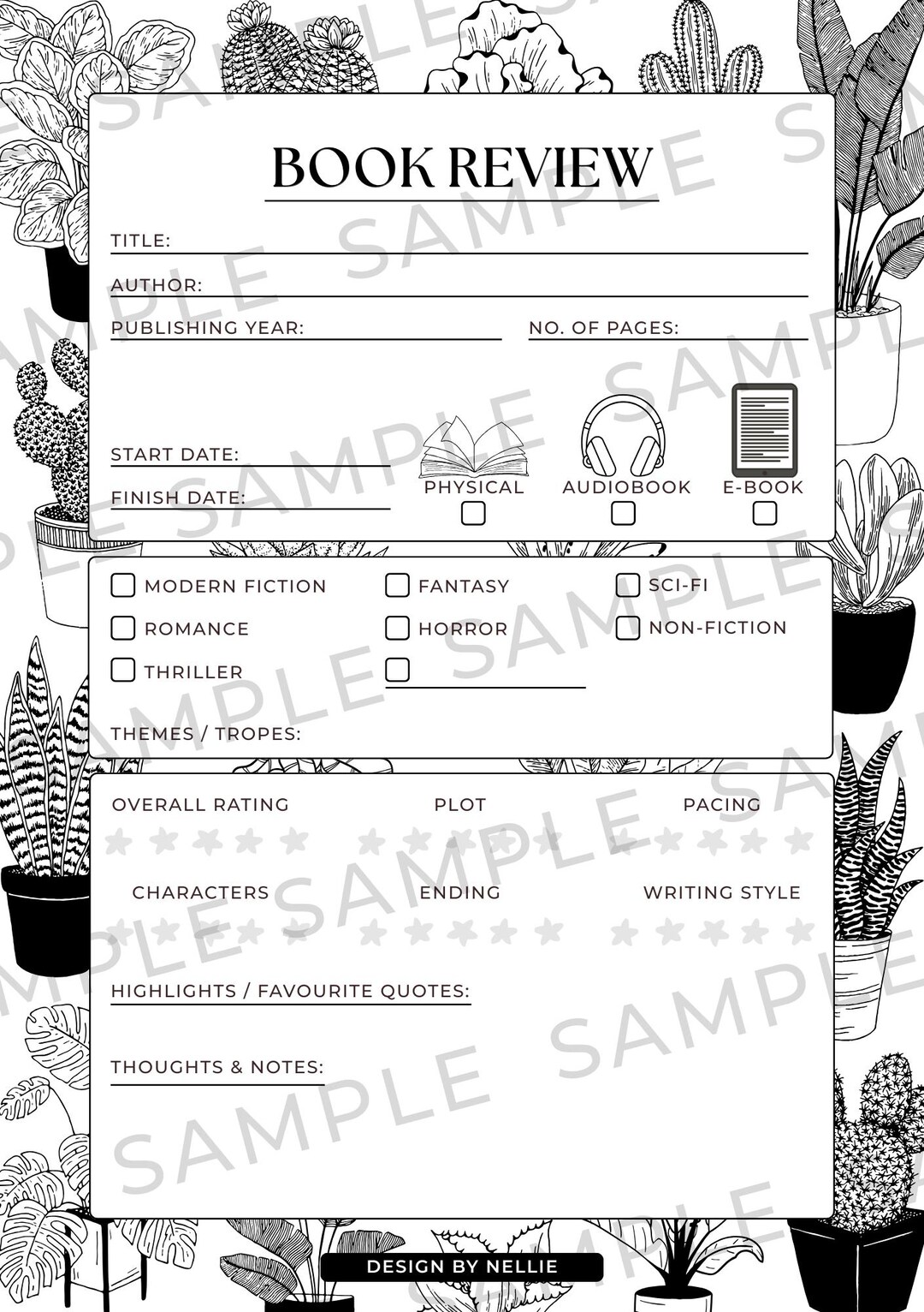 Digital Printable Book Review Sheets A5-size Plants Reading Tracker - Etsy