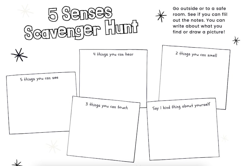 Five Senses Scavenger Hunt - 54321 for Anxiety - Grounding Exercise ...