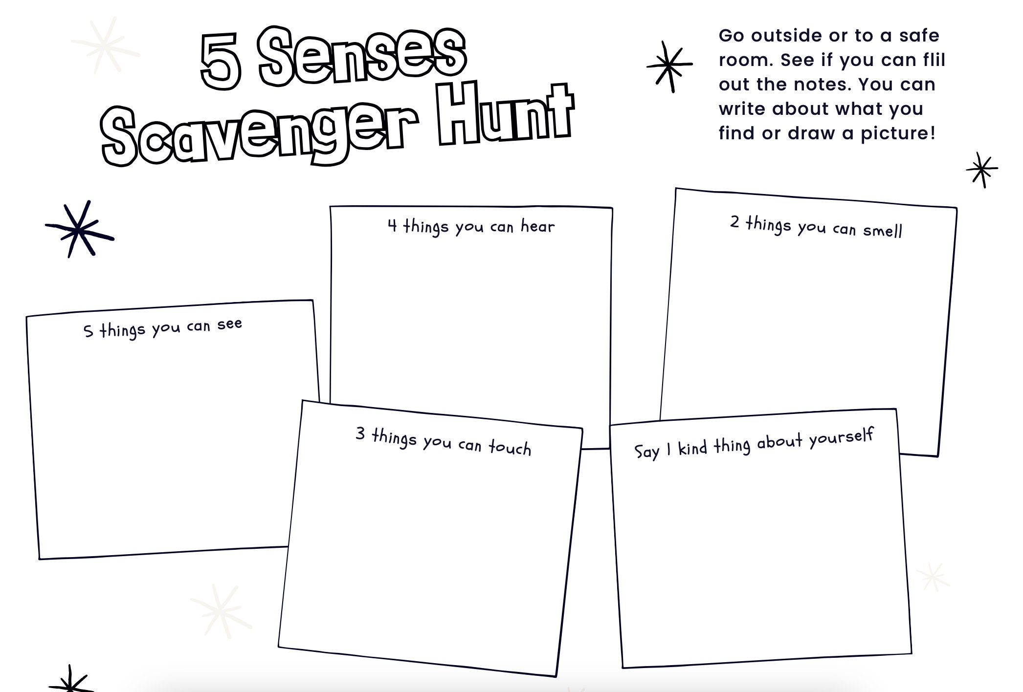 Five Senses Scavenger Hunt - 54321 for Anxiety - Grounding Exercise ...